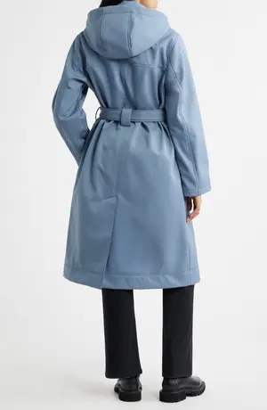 Bernardo Belted Hooded Raincoat - Flint Stone
