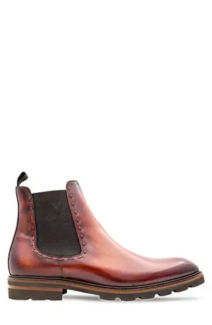 Mezlan Burnished Leather Lugged Chelsea Boots