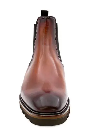 Mezlan Burnished Leather Lugged Chelsea Boots