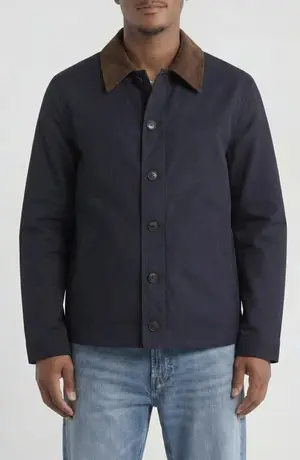 Bagatelle Faux Suede Collar Cotton Canvas Jacket