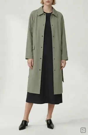 NOIZE Janice Tie Waist Water Repellent Coat - Sage