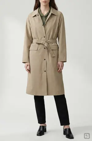 NOIZE Janice Tie Waist Water Repellent Coat - Sand