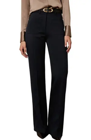REISS Priya High Waist Flare Leg Pants - Navy