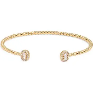 Nordstrom Cubic Zirconia Accent Shot Bead Cuff Bracelet - Clear- Gold