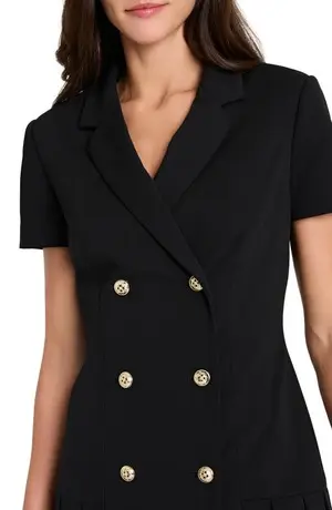 TAHARI ASL Double Breasted Pleated Hem Dress