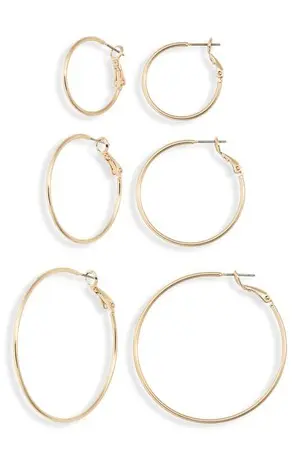 Nordstrom Set Of 3 Thin Essential Hoop Earrings