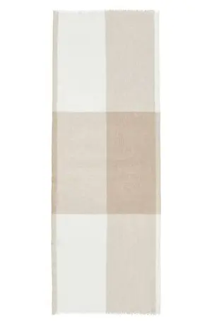Nordstrom Checker Cashmere Scarf - Beige- Ivory