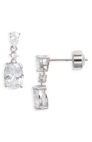 Nordstrom Cubic Zirconia Drop Earrings - Clear- Silver