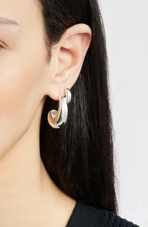 Nordstrom Set Of Three Graduated J-hoop Earrings - Silver