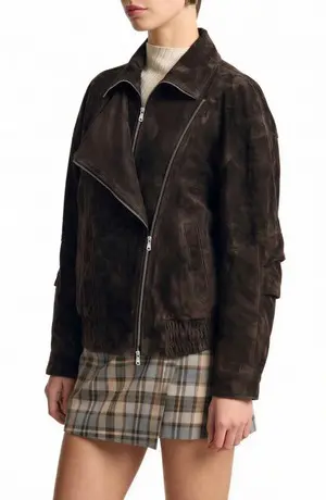 Avec Les Filles Layered Oversize Suede Jacket