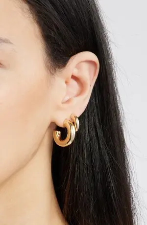 Nordstrom Polished Tube Hoop Earrings Set - Gold