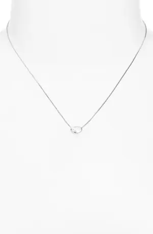 Nordstrom Bezel Cubic Zirconia Solitaire Pendant Necklace - Clear- Silver