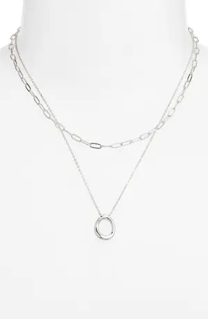 Nordstrom Demi Fine Paper Clip Pendant Necklace - Sterling Silver Plated