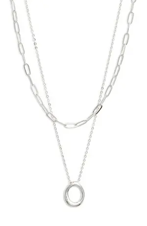 Nordstrom Demi Fine Paper Clip Pendant Necklace - Sterling Silver Plated