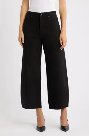FRAME Bow Crop Barrel Leg Jeans - Black