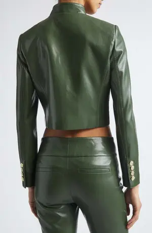 Alice + Olivia Emerson Faux Leather Crop Jacket