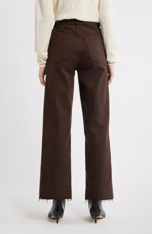 FRAME High Waist Wide Leg Jeans With Raw Hem