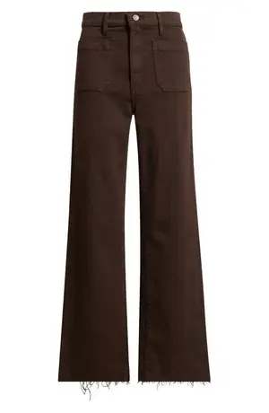 FRAME High Waist Wide Leg Jeans With Raw Hem