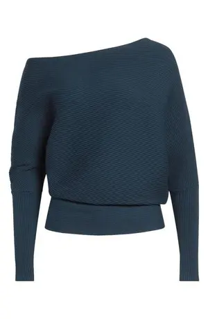 REISS Lorna Rib Knit Off The Shoulder Top