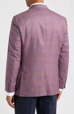 HERITAGE GOLD Purple Check Slub Wool Blend Sport Coat
