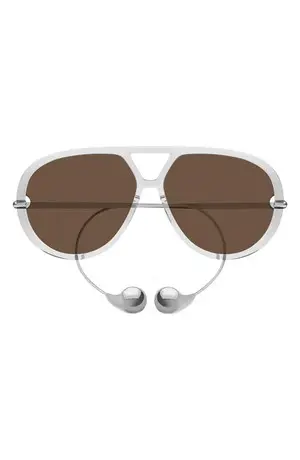 Bottega Veneta Drop 63mm Oversize Polarized Aviator Sunglasses - Grey