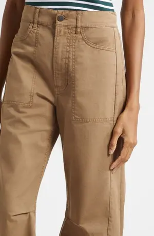 Veronica Beard Sloan Barrel Leg Twill Pants