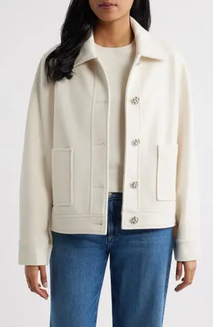 CECE DUPRAZ Jewel Button Flannel Jacket - Ivory