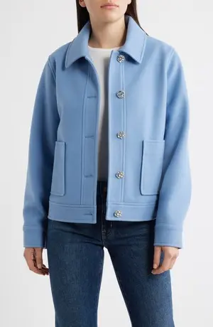 CECE DUPRAZ Jewel Button Flannel Jacket - Mineral