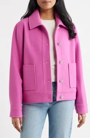 CECE DUPRAZ Jewel Button Flannel Jacket - Pink