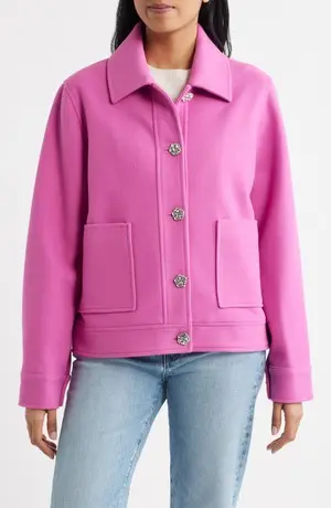 CECE DUPRAZ Jewel Button Flannel Jacket - Pink
