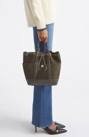 Veronica Beard Goody Bag Suede & Leather Bucket Bag