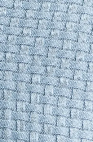 Bugatchi Basket Stitch Cotton Blend Polo Sweater - Hazy Blue
