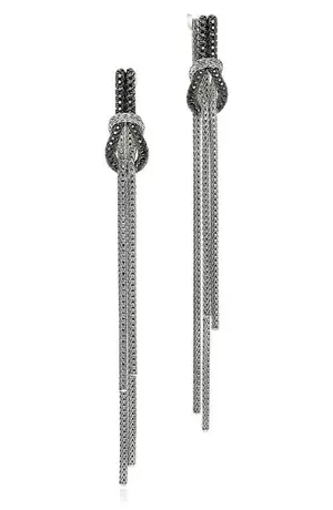 John Hardy Love Knot Drop Earrings - Silver Black
