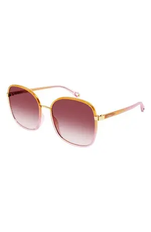 Chloé 56mm Gradient Polarized Square Sunglasses