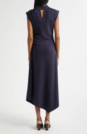 REISS Harlan Ruched Cowl Neck Midi Dress
