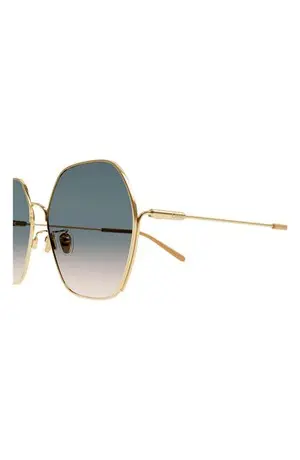 Chloé 61mm Gradient Polarized Irregular Round Sunglasses