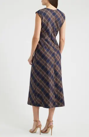 Julia Jordan Plaid Pleated Midi Dress