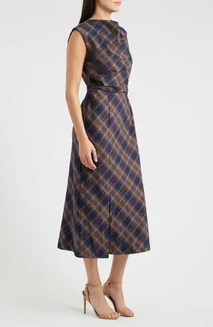 Julia Jordan Plaid Pleated Midi Dress
