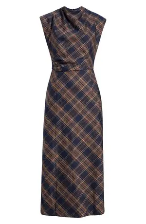 Julia Jordan Plaid Pleated Midi Dress