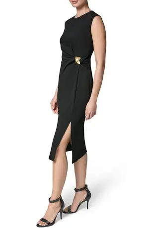 Donna Karan New York Sleeveless Sheath Dress With Clasp Detail - Black