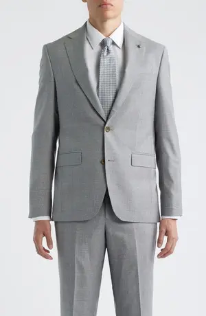 JACK VICTOR Esprit Contemporary Fit Glen Check Super 100s Wool Suit