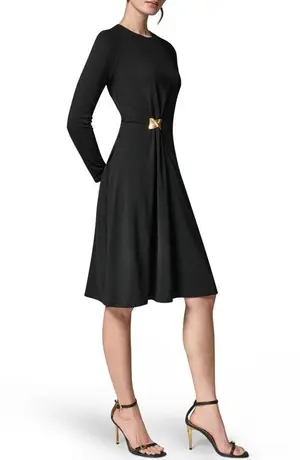 Donna Karan New York Side Drape Long Sleeve Dress