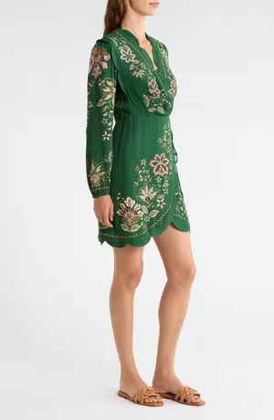 Farm Rio Garden Delight Long Sleeve Wrap Dress