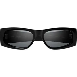 Saint Laurent 56mm Polarized Rectangular Sunglasses - Black
