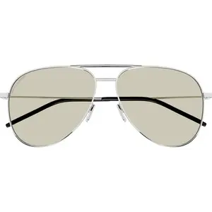 Saint Laurent Classic 59mm Polarized Aviator Sunglasses - Silver