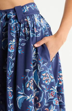 Farm Rio Winter Loom A-line Midi Skirt