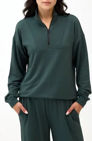 THREADS 4 THOUGHT Nyla Fleece Half Zip Pullover Alpine/black