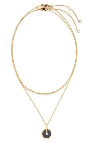 Madewell Set Of 2 Stone Inlay Coin Necklaces - Onyx Multi