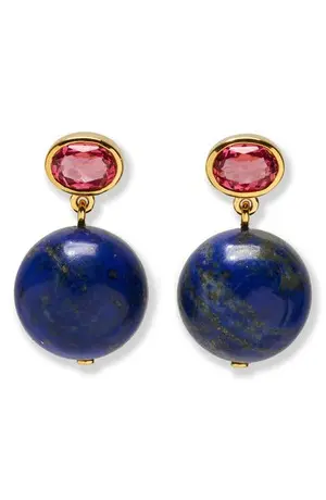 LIZZIE FORTUNATO Umbria Rhodolite & Lapis Drop Earrings - Blue