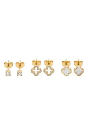 Argento Vivo Clover Set Of 3 Earrings - Gold